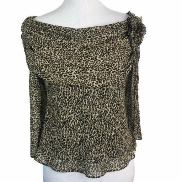 MSK | Tops | Msk Chiffon Cheetah Ruched Cowl Drape Neck Top | Poshmark